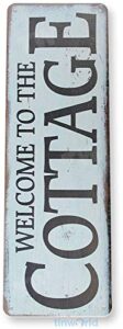 lenrius tin sign welcome to the cottage metal decor art farm shop beach kitchen 16"x4"