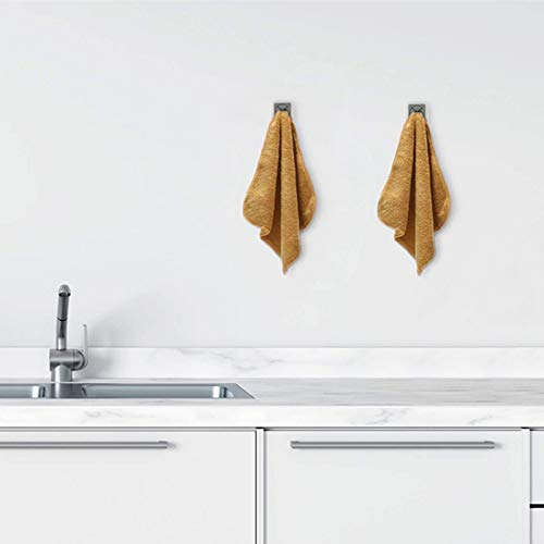 Towel Holder for Bathroom, Non-Drilling Self Adhesive Hand Towel Holder, Kitchen Dish Towel Holder for Cabinet, Towel Hook for Bathroom Wall, Push in Towel Holder for Kids, 3 Pack