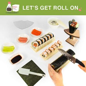 TantivyBo 16 In 1 Sushi Making Kit Deluxe Edition, Sushi Maker Set with Complete 8 Shapes Sushi Rice Mold & Temaki Roller, Easy Home DIY Sushi Tool for Beginners, Instruction Manuel Included