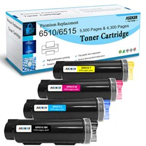 aseker compatible toner cartridge for workcentre 6515 6515dn 6515dni 6515dnm 6515n phaser 6510 6510dn 6510dni 6510dnm 6510n, 5500 & 4300pages 106r03480,106r03690,106r03691, 106r03692 ( bk/c/m/y )