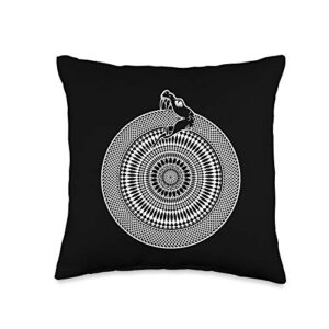 hecate's wheel ouroboros hekate pagan witch symbol hecate's wheel ouroboros goddess hekate pagan witch symbol throw pillow, 16x16, multicolor