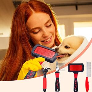 4 Pieces Pet Comb Dog Dematting Comb Poodle Brushes for Grooming Pet Cat Dematting Comb Cleaning Slicker Brush Pet Steel Comb Pet Grooming Tool Dematting Comb for Removing Hair Knots Dogs Pets