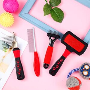 4 Pieces Pet Comb Dog Dematting Comb Poodle Brushes for Grooming Pet Cat Dematting Comb Cleaning Slicker Brush Pet Steel Comb Pet Grooming Tool Dematting Comb for Removing Hair Knots Dogs Pets