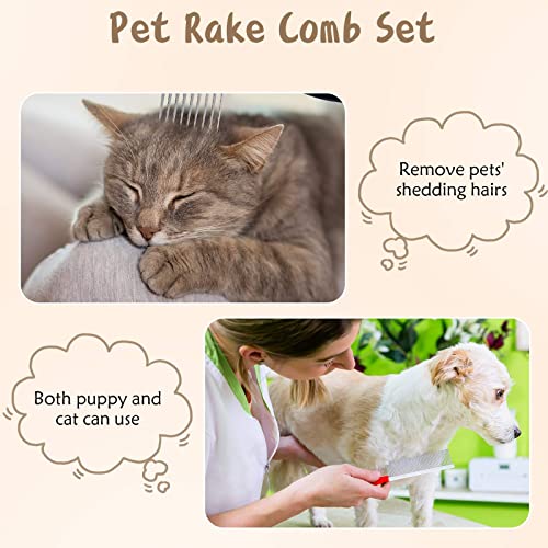 4 Pieces Pet Comb Dog Dematting Comb Poodle Brushes for Grooming Pet Cat Dematting Comb Cleaning Slicker Brush Pet Steel Comb Pet Grooming Tool Dematting Comb for Removing Hair Knots Dogs Pets