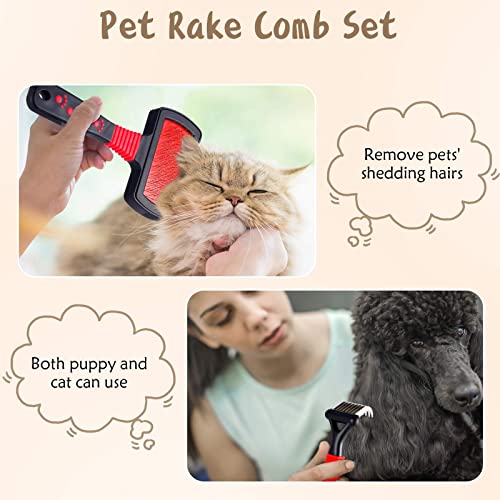 4 Pieces Pet Comb Dog Dematting Comb Poodle Brushes for Grooming Pet Cat Dematting Comb Cleaning Slicker Brush Pet Steel Comb Pet Grooming Tool Dematting Comb for Removing Hair Knots Dogs Pets