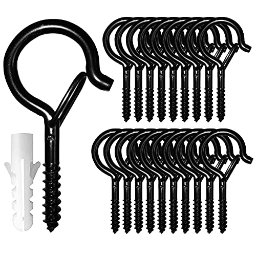 X-AT 20PCS Q-Hanger Safety Screw Hooks,Windproof Metal Hooks Screw,Ceiling Hooks Screw, Outdoor Light Hooks, for String Lights and Wire,Safety Buckle Design