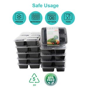 20 Pack Bento Box, [36 oz] 3 Compartment Meal Prep Containers with Lids -Food Storage Containers BPA Free Plastic, Lunch Containers, Microwavable, Freezer and Dishwasher Safe