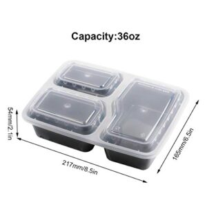 20 Pack Bento Box, [36 oz] 3 Compartment Meal Prep Containers with Lids -Food Storage Containers BPA Free Plastic, Lunch Containers, Microwavable, Freezer and Dishwasher Safe