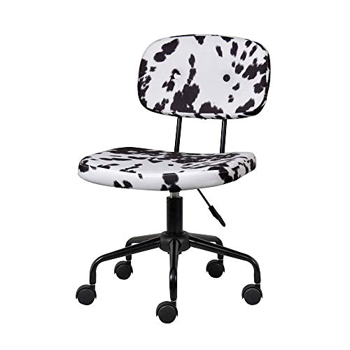 GIA Barnyard Holstein Cow Pattern Home Office Task Chair Without Arms, Metal, White and Black