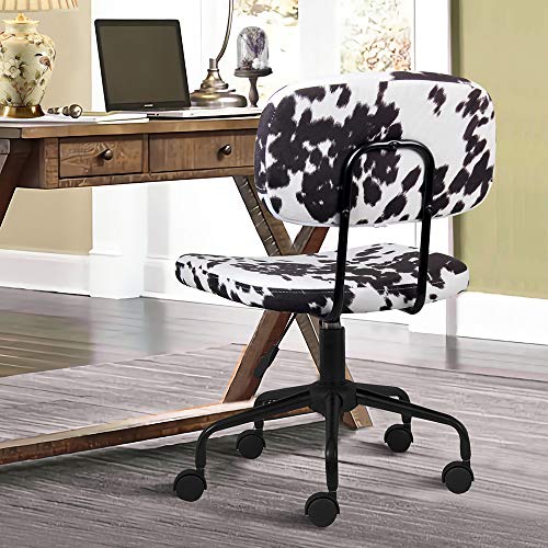 GIA Barnyard Holstein Cow Pattern Home Office Task Chair Without Arms, Metal, White and Black