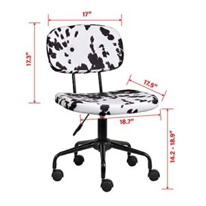 GIA Barnyard Holstein Cow Pattern Home Office Task Chair Without Arms, Metal, White and Black