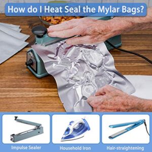 Mylar Bags 120 Packs 1 Gallon Heat Sealable 15''x10'' with 150 Packs 200cc Oxygen Absorbers Packets for Grains Dehydrated Vegetables Meat Food Storage, Food Grade, Vacuum Seal