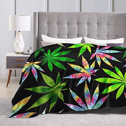 PNNUO Fleece Blankets-Pot Leaf Weed Blanket,All-Season Throw Blanket Comfortable & Soft for Couch Bed Travel 80"X60"