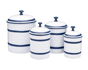 old dutch farmhouse canister set, 4 qt, 2.5 qt, 1.5 qt, 1 qt, blue