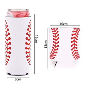 XINRUI Can Coolers Sleeves, 6 Pack Reusable Beer Bottle Cup Insulator 12 oz Neoprene Hot and Cold Drinks Soda Cover for Events or Weddings Bachelorette Parties Funny Party Supplies(Baseball)