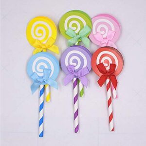 Amosfun Lollipop Cupcake Picks Paper Birthday Cake Toppers Lovely Lollipop Bow Cake Decorations Dessert Table Decorative Supplies Creative Lollipop Cake Insert Purple for Party Cake Decortion