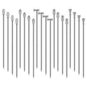 cocktail picks stick, 20pcs cocktail toothpicks, stainless steel martini olive picks for bar barbecue fruit, bloody mary drink sticks