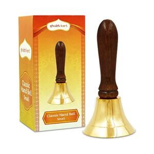 shubhkart wooden classic bell- for wedding events decoration, food line, alarm, jingles, ringing, service bell (small)