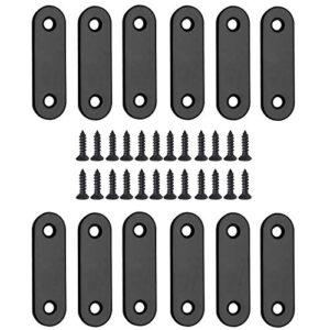 jiozermi 12 pcs straight brace, flat brace 2” x 0.6”, stainless steel straight bracket, mending joining plates for wood, board, bed frame, furniture & shelves, matte black