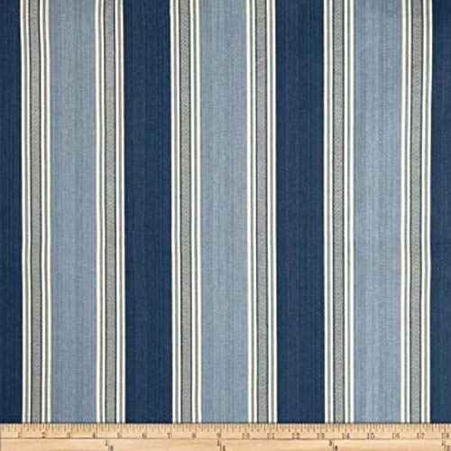 Waverly Fabrics Printed Cotton Fabric Spotswood Porcelain Stripe by The Yard