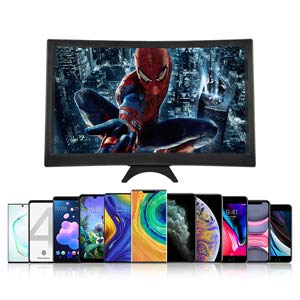 CameCosy 14" Phone Screen Magnifier, 3D HD Movie Screen Magnifying with Curved Surface Design Movies Videos Amplifier Foldable Mobile Phone Stand Screen Amplifier for All Smartphones,Black