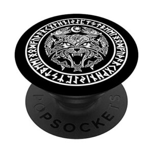 viking fenrir emblem - monstrous wolf norse mythology popsockets swappable popgrip