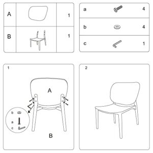 CangLong PP Dining Chair Armless Dining Side Chair for Dining, Living Room,Bedroom, Kitchen, Set of 2, Gray