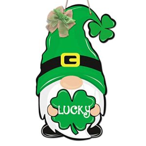 huray rayho st patrick's day gnome door sign wooden welcome door hanger for porch farmhouse garden apartment office home decor (9" x 17.5")