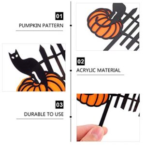 Amosfun 5 Pcs Creative Halloween Pumpkin Cat Design Birthday Cake Toppers for Party Cake Decortion