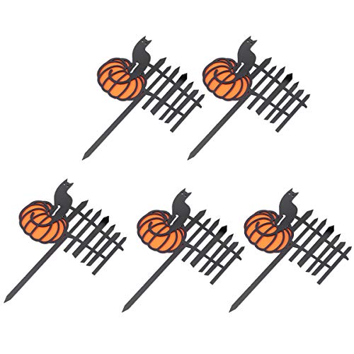 Amosfun 5 Pcs Creative Halloween Pumpkin Cat Design Birthday Cake Toppers for Party Cake Decortion