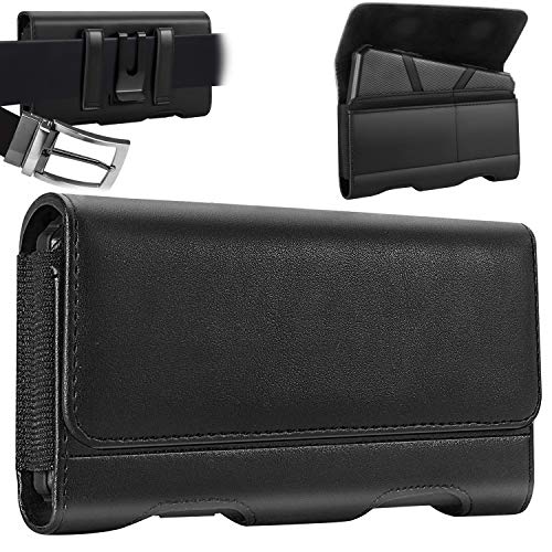 Mopaclle Phone Holster for iPhone 14 Pro Max, 14 Plus, 13 Pro Max, 12 Pro Max, Galaxy S22 Ultra, S23 Ultra, S21+ S22+ S23 Plus Belt Clip Case Leather Phone Holder Pouch (Fits Phone w/Otterbox Case)