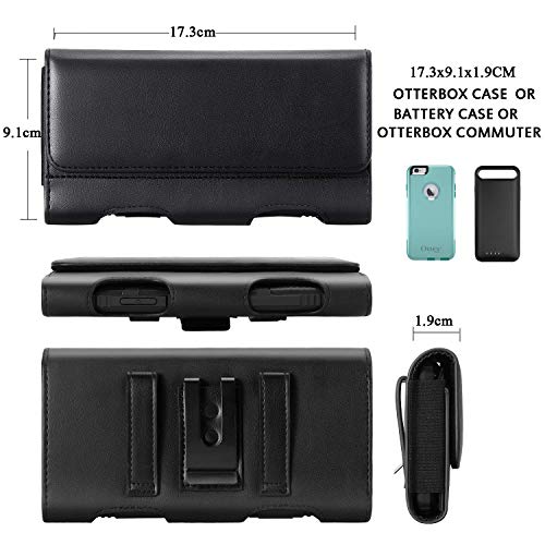 Mopaclle Phone Holster for iPhone 14 Pro Max, 14 Plus, 13 Pro Max, 12 Pro Max, Galaxy S22 Ultra, S23 Ultra, S21+ S22+ S23 Plus Belt Clip Case Leather Phone Holder Pouch (Fits Phone w/Otterbox Case)