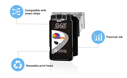 Clorisun 245 245XL Eco-Saver Remanufactured Compatible Ink Cartridge for Canon 245 245XL PG245 Pixma MG2522 TR4520 MX492 TR4522 IP2820 TS3320 TS3322 Printer (1 Print Head, 4 Black Replacement Ink)