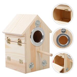 YARDWE Wooden Bird Nest Box Bird House Parrot Breeding Box Cage Wood Bird Nest for Budgie Parakeet Cockatiel Conure Canary Finch Dove Lovebird