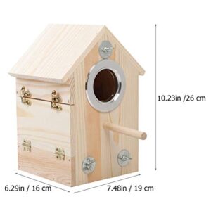 YARDWE Wooden Bird Nest Box Bird House Parrot Breeding Box Cage Wood Bird Nest for Budgie Parakeet Cockatiel Conure Canary Finch Dove Lovebird