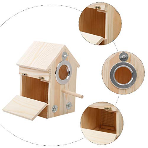 YARDWE Wooden Bird Nest Box Bird House Parrot Breeding Box Cage Wood Bird Nest for Budgie Parakeet Cockatiel Conure Canary Finch Dove Lovebird