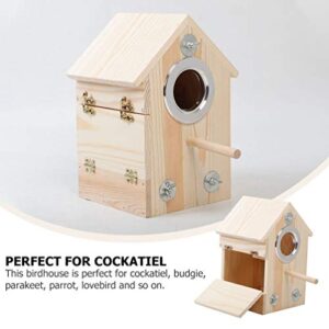 YARDWE Wooden Bird Nest Box Bird House Parrot Breeding Box Cage Wood Bird Nest for Budgie Parakeet Cockatiel Conure Canary Finch Dove Lovebird