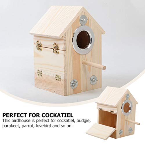 YARDWE Wooden Bird Nest Box Bird House Parrot Breeding Box Cage Wood Bird Nest for Budgie Parakeet Cockatiel Conure Canary Finch Dove Lovebird