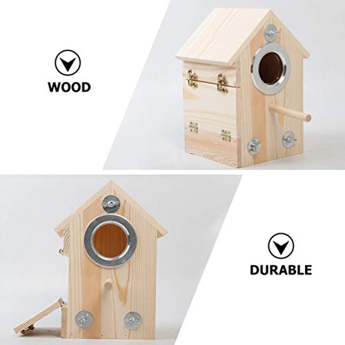 YARDWE Wooden Bird Nest Box Bird House Parrot Breeding Box Cage Wood Bird Nest for Budgie Parakeet Cockatiel Conure Canary Finch Dove Lovebird