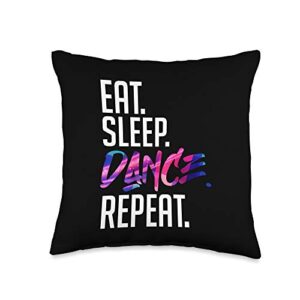 swan theater dancing choreography talent eat sleep repeat dance ballerina dancer ballet throw pillow, 16x16, multicolor