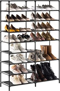 youdenova shoe rack, 9 tier shoe rack storage for closet entryway, non-woven fabric large shoe shelf, stackable shoes organizer for boots (black)