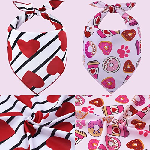 Odi Style Dog Bandanas Girl - 2 Pack, Girl Dog Bandana with Hearth, Donut, Paw Printed Pet Scarves, Dog Costume Collar Bandanas for Small, Medium, Large Dogs, Puppy Outfit, Pink, White