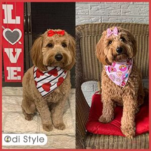 Odi Style Dog Bandanas Girl - 2 Pack, Girl Dog Bandana with Hearth, Donut, Paw Printed Pet Scarves, Dog Costume Collar Bandanas for Small, Medium, Large Dogs, Puppy Outfit, Pink, White