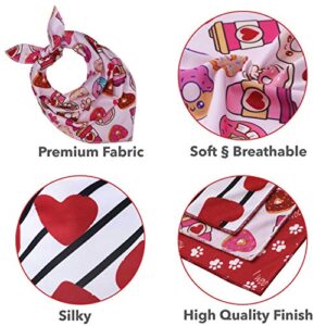 Odi Style Dog Bandanas Girl - 2 Pack, Girl Dog Bandana with Hearth, Donut, Paw Printed Pet Scarves, Dog Costume Collar Bandanas for Small, Medium, Large Dogs, Puppy Outfit, Pink, White