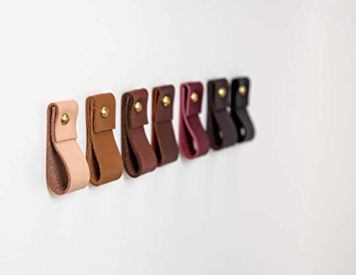 KEYAIIRA - Small Leather Wall Hook, wall hanging strap towel hook for wall leather loop strap for scarf storage boat paddle holder minimal towel bar rack storage