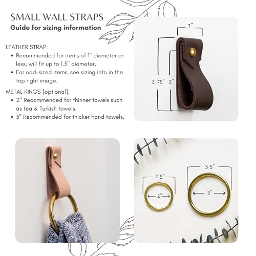 KEYAIIRA - Small Leather Wall Hook, wall hanging strap towel hook for wall leather loop strap for scarf storage boat paddle holder minimal towel bar rack storage