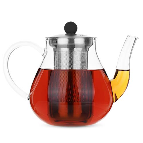 BTaT - Glass Teapot with Removable Infuser (32oz, 1000ml) Stovetop Safe Tea Kettle, Blooming and Loose Leaf Tea Maker Set, Mother's Day Gift