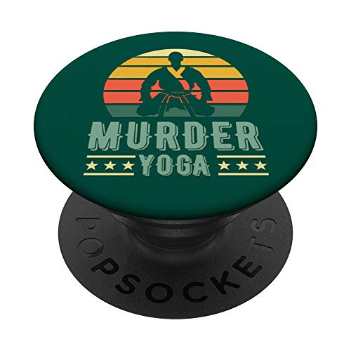 Jiu Jitsu Murder Yoga Funny BJJ Retro Vintage Style PopSockets Swappable PopGrip