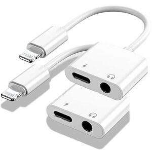 apple mfi certified 2 pack lightning to 3.5mm headphones jack aprolink adapter for iphone dongle 2 in 1 charger and aux audio splitter adapter compatible with iphone 12 11 xs xr 8 7