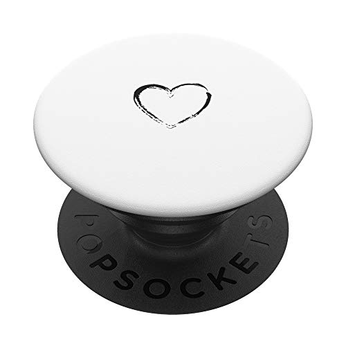 Black Heart White PopSockets Swappable PopGrip